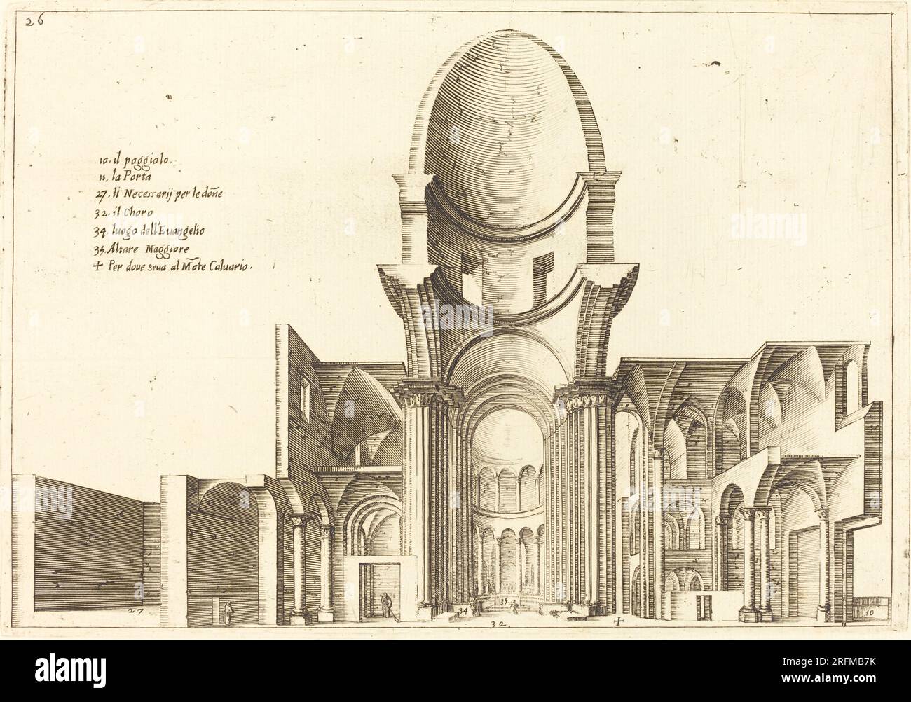 "Jacques Callot, Cross-Section of a Church, 1619, etching and engraving ...