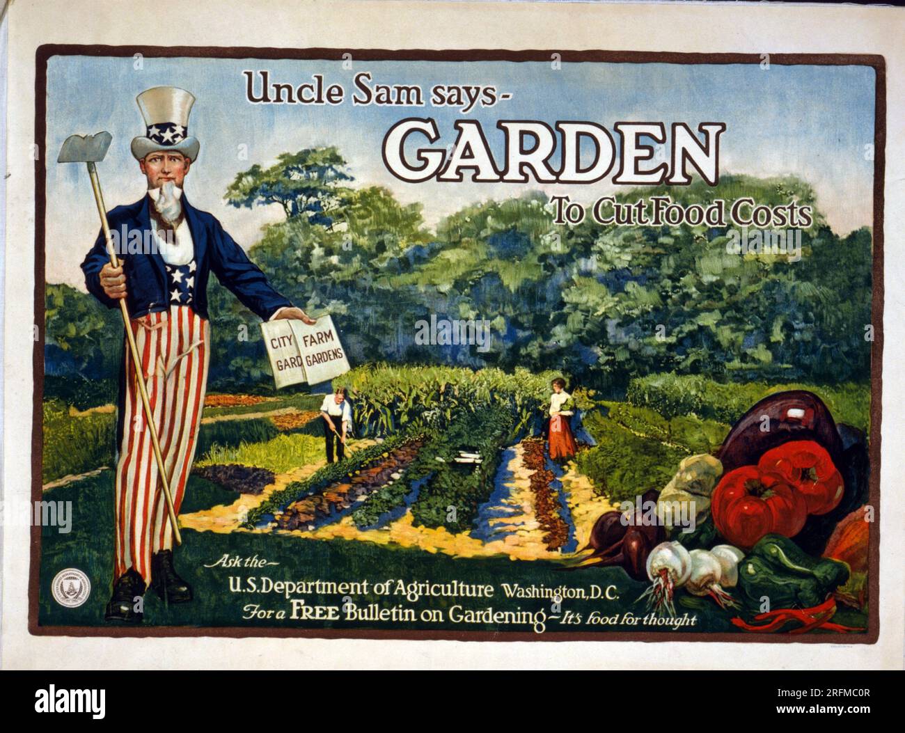 American World War I poster promoting gardening and encouraging ...