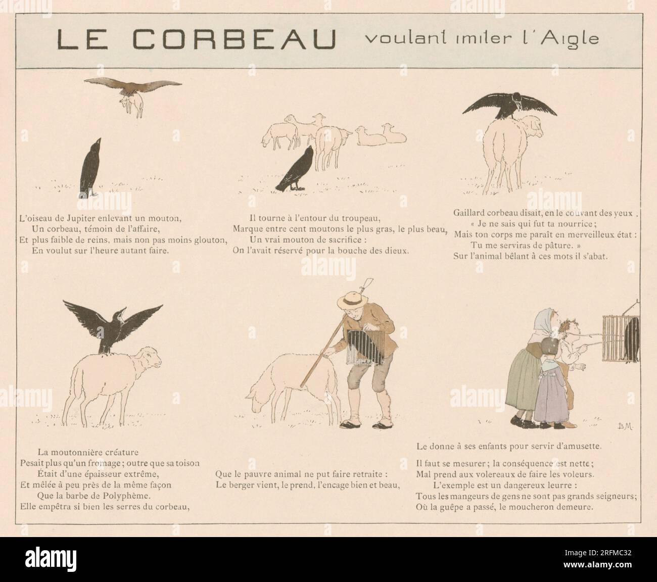 The crow who wanted to imitate the eagle. Plate illustrated by Louis ...