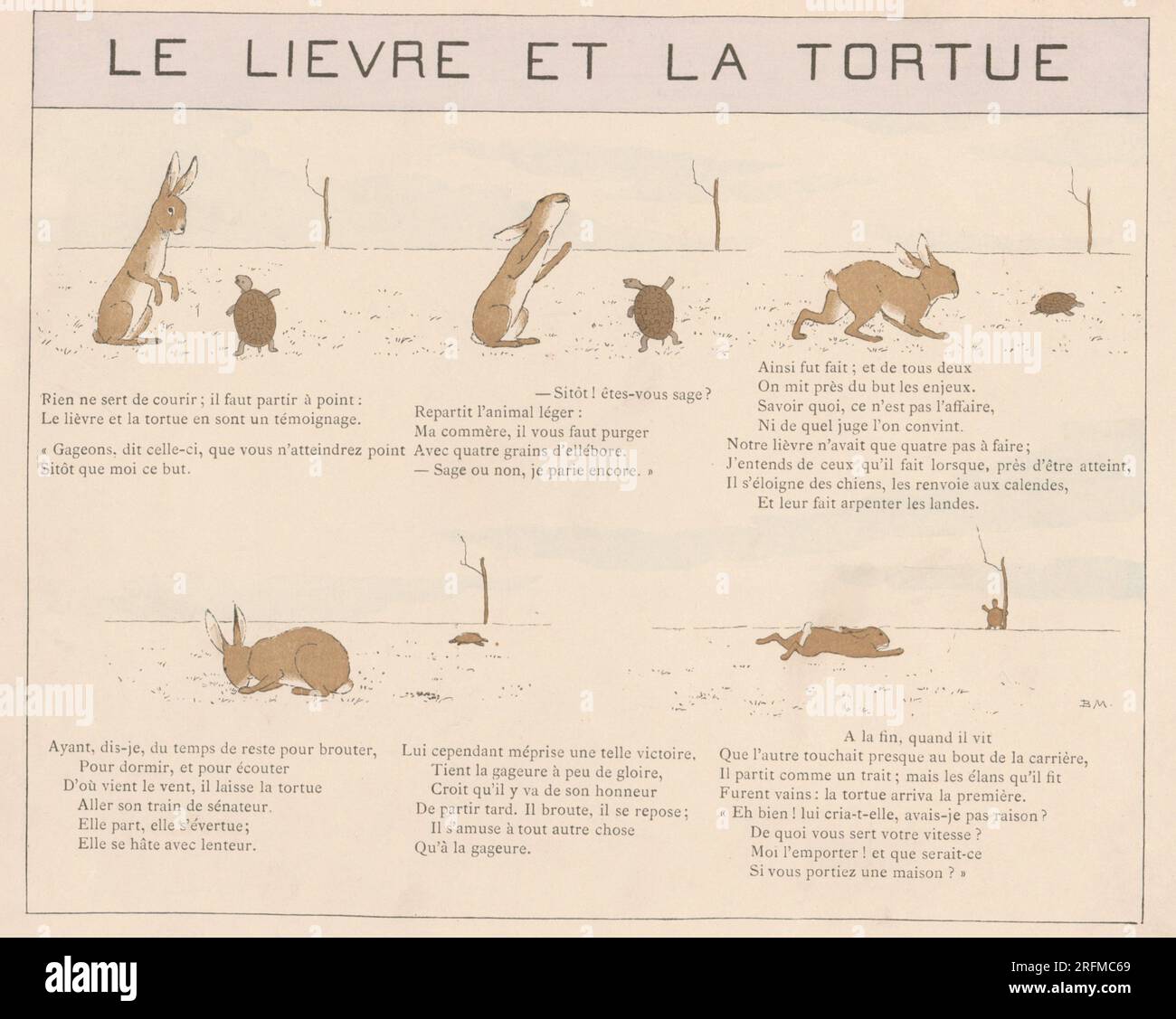 The Hare and the Tortoise. Plate illustrated by Louis-Maurice Boutet de ...