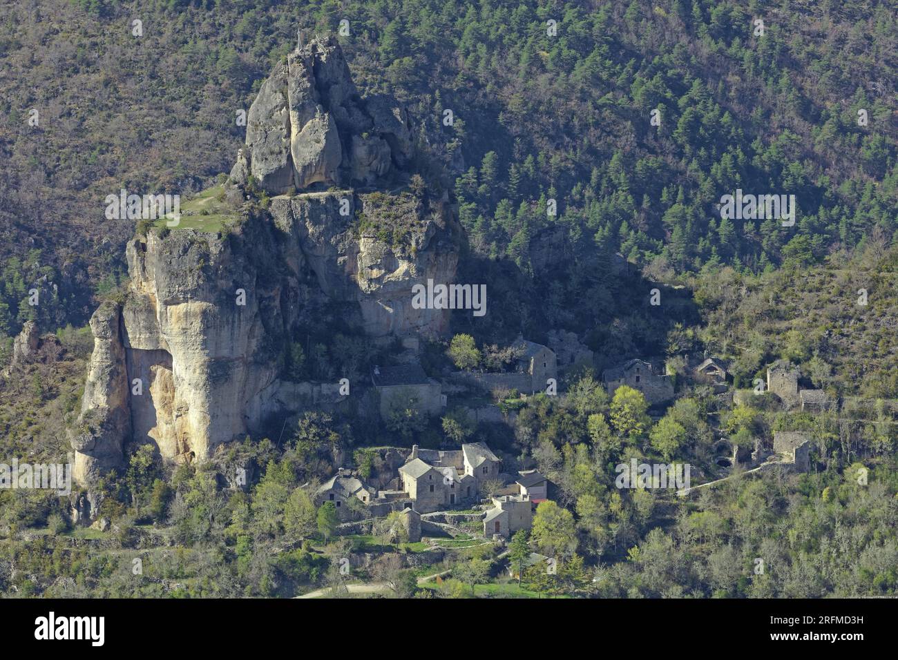 France, Aveyron department, Le Rozier, the Rocher de Capluc in the Parc ...