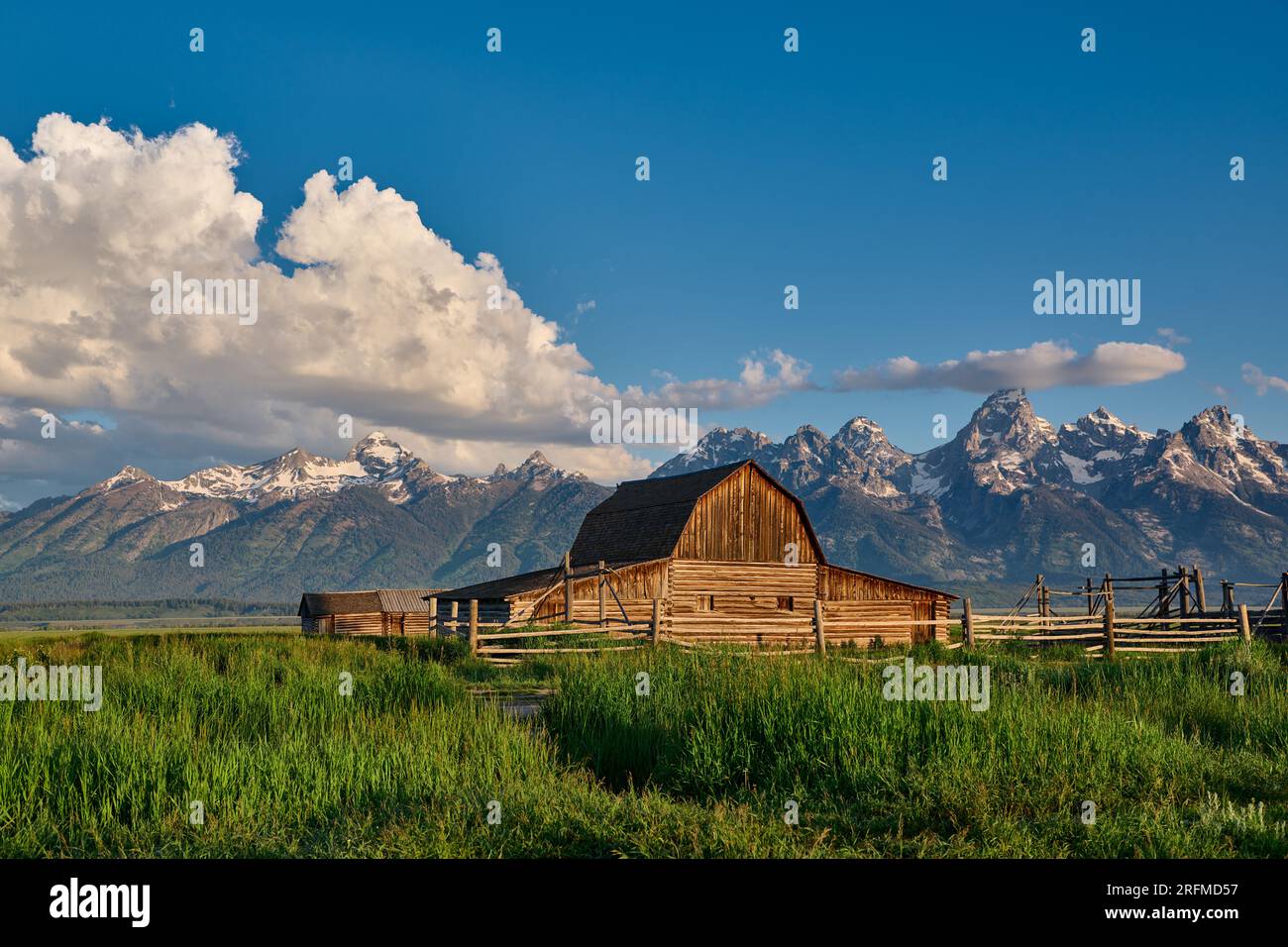 Grand Teton Range with Moulton Barn, Mormon Row Historic District in ...