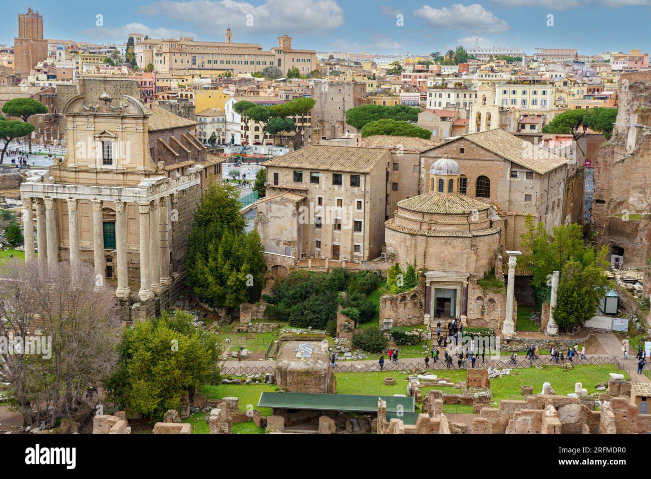 Italy, Rome, Latium, Roman Forum (Foro Romano), view from the Palatine ...