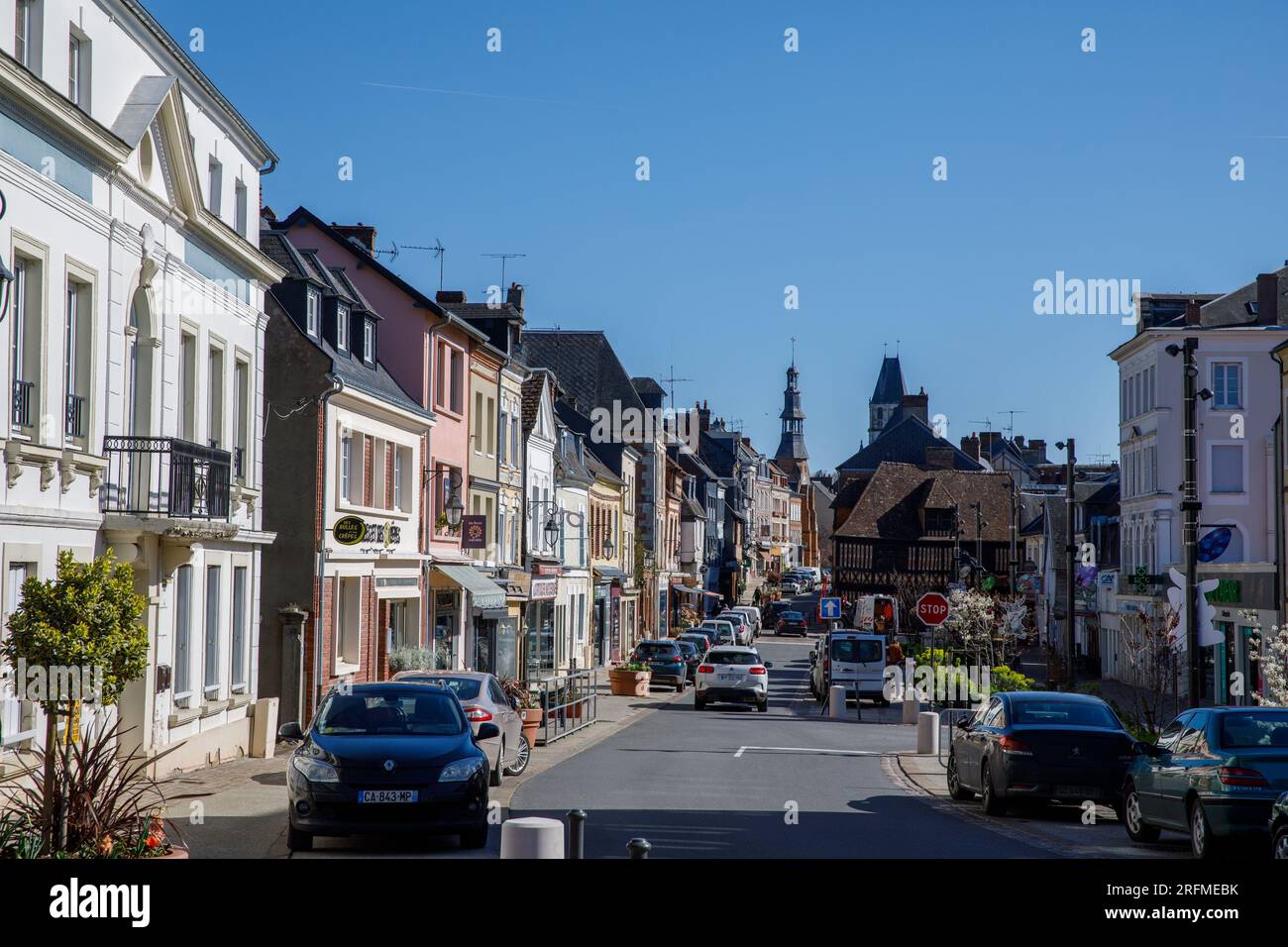France, Normandy region, Calvados, Pays d'Auge, Orbec, rue Grande ...