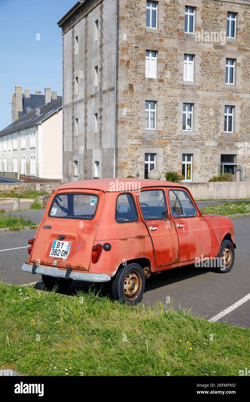 France, Normandy region, Manche, Granville, upper town, red Renault 4L ...