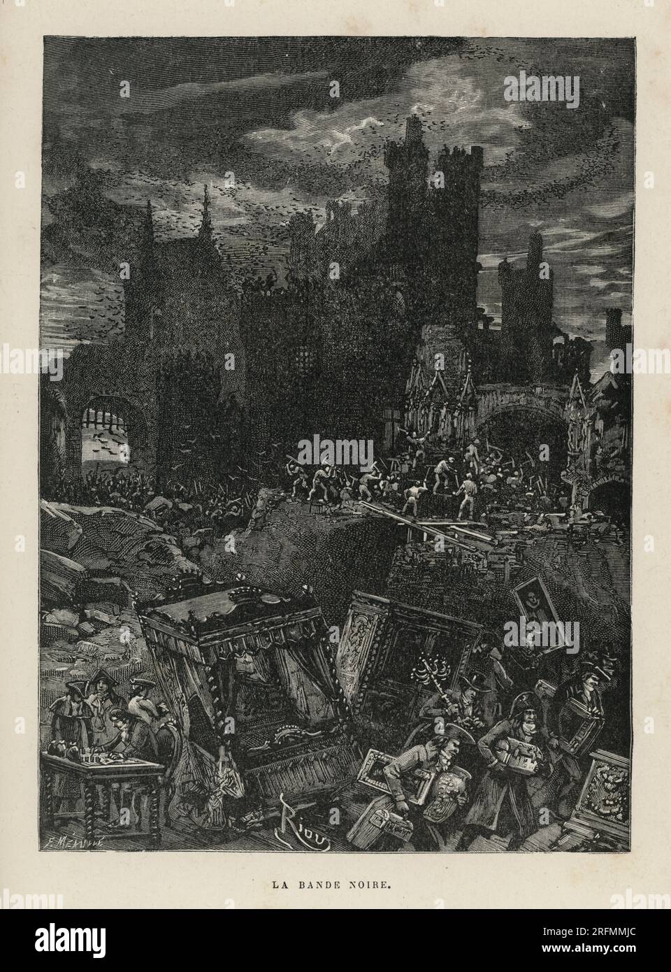 Illustration of "Odes et Ballades" illustrating the poem "La bande ...