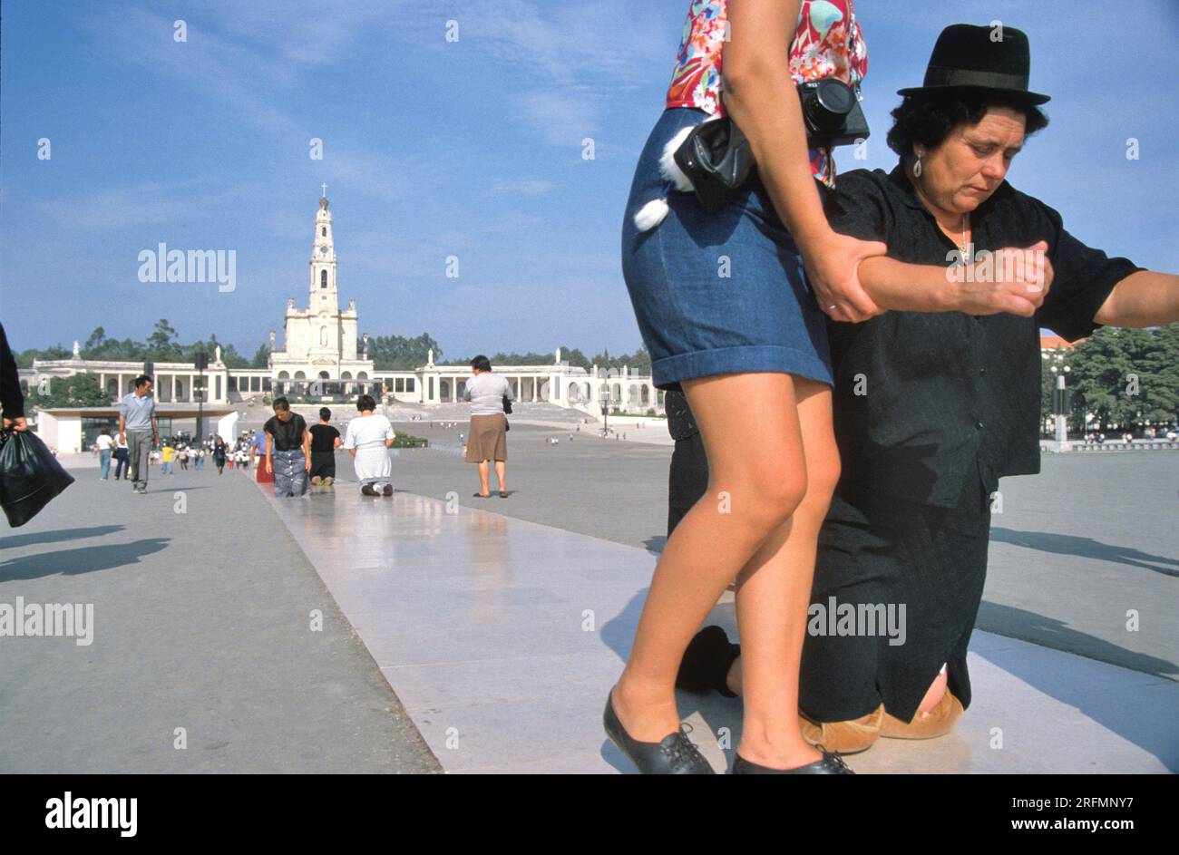 Fatima, Portugal - May 21, 2019: Shrine of Fatima. Pilgrim fulfills ...