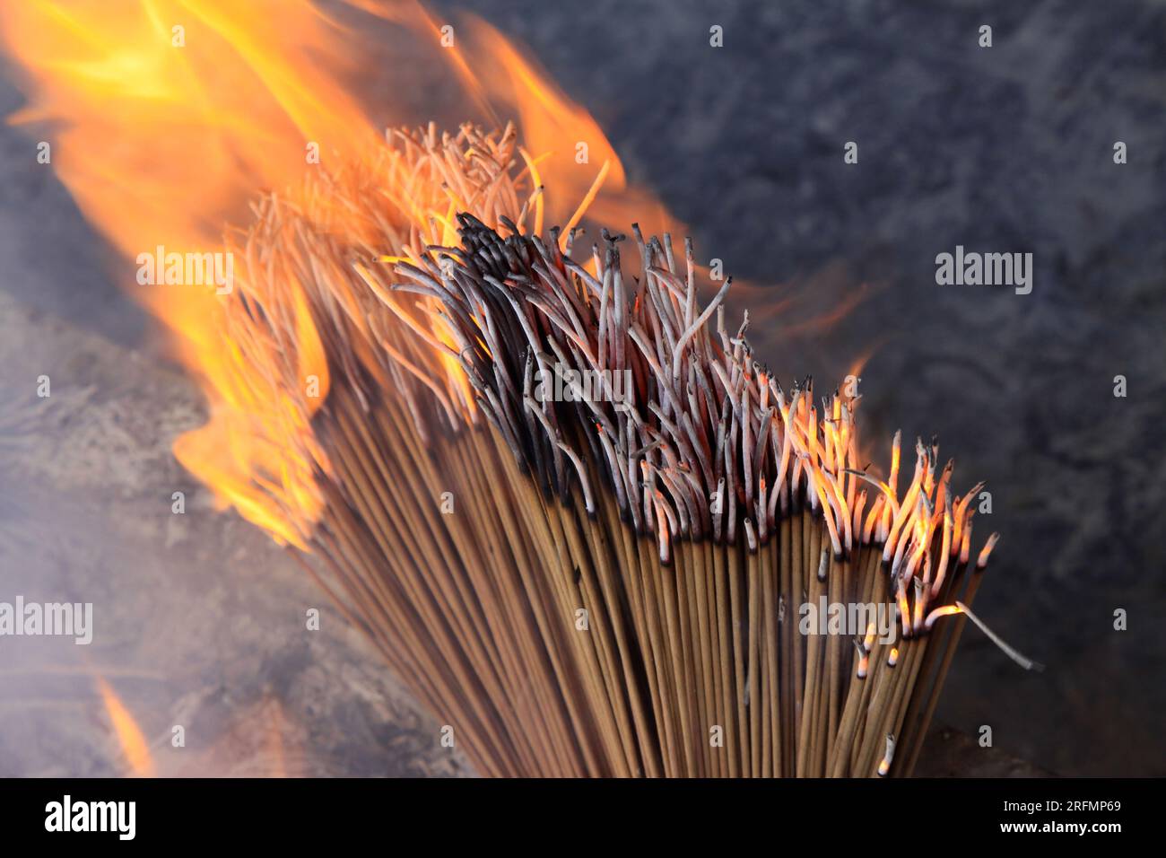 burning incense in a temple in china Stock Photo - Alamy