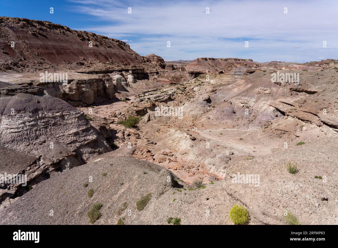 A dry river bed in the Morrison Formation at the Burpee Dinosaur Quarry ...