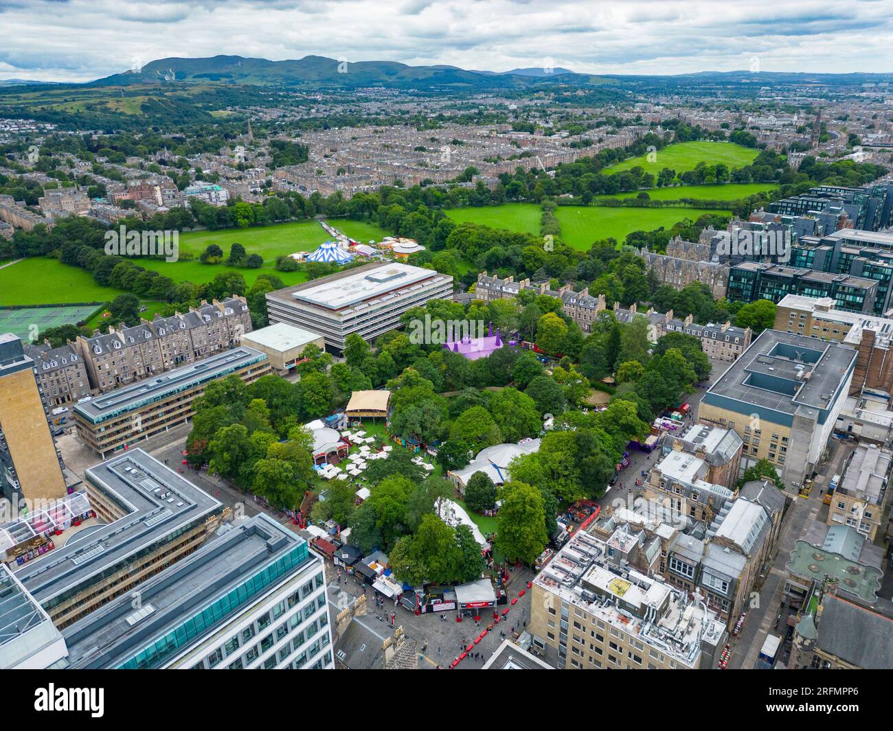Edinburgh, Scotland, UK. 4th August 2023. Aerial views of George Square ...