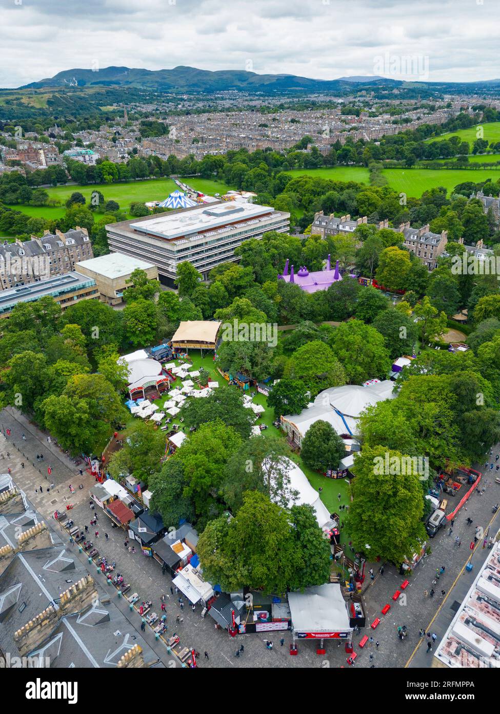 Edinburgh, Scotland, UK. 4th August 2023. Aerial views of George Square ...