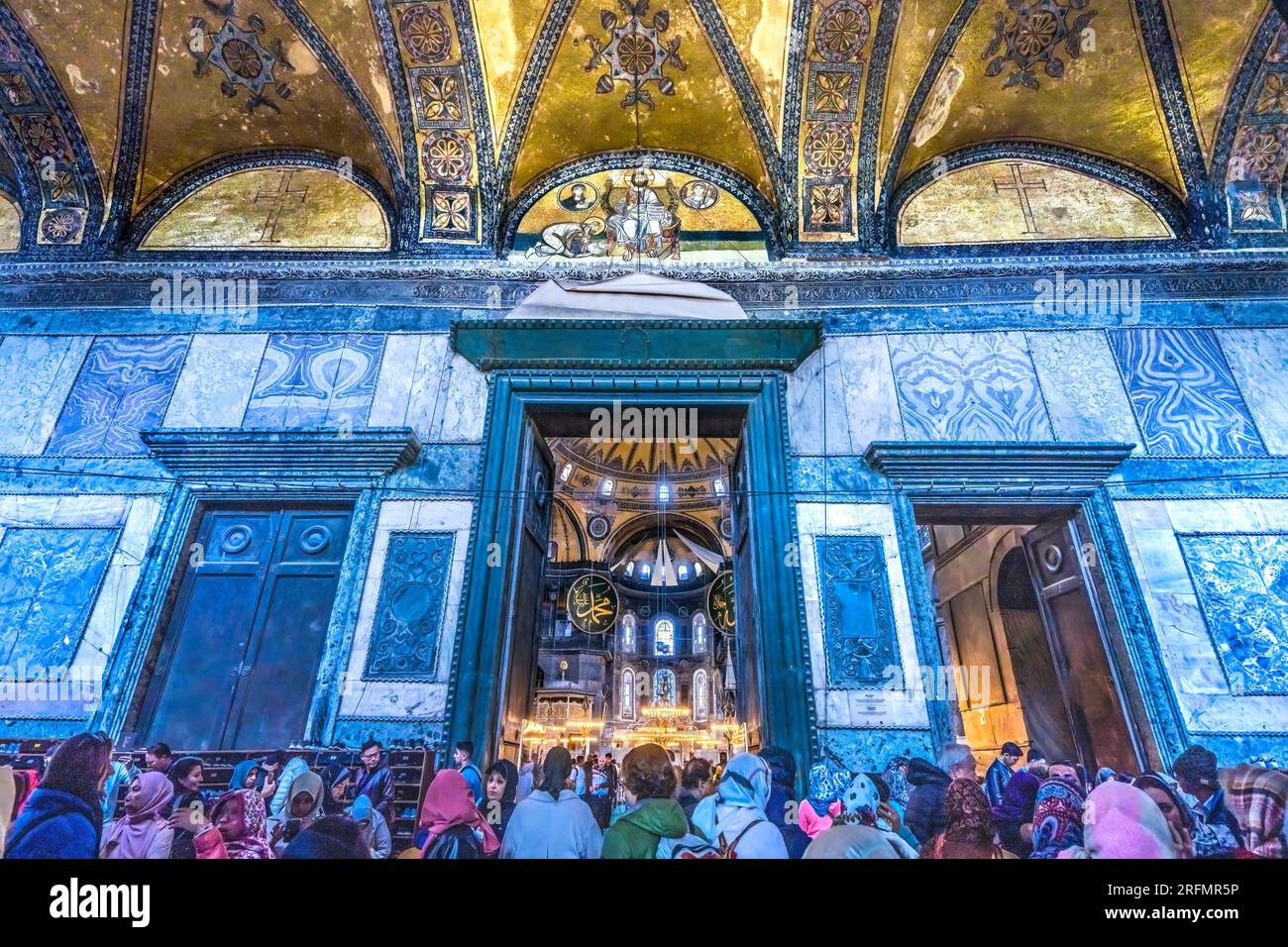 Colorful Entrance Tourists Mosaics Hagia Sophia Mosque Istanbul Turkey ...