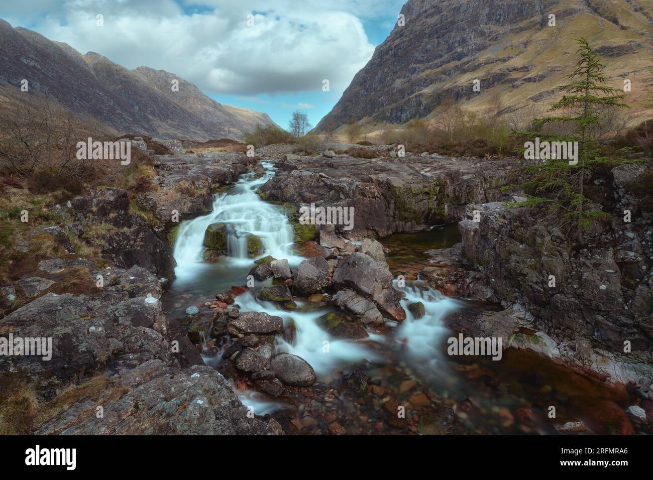 Waterfall on the rocky River Coe. 4k video with the camera moving ...