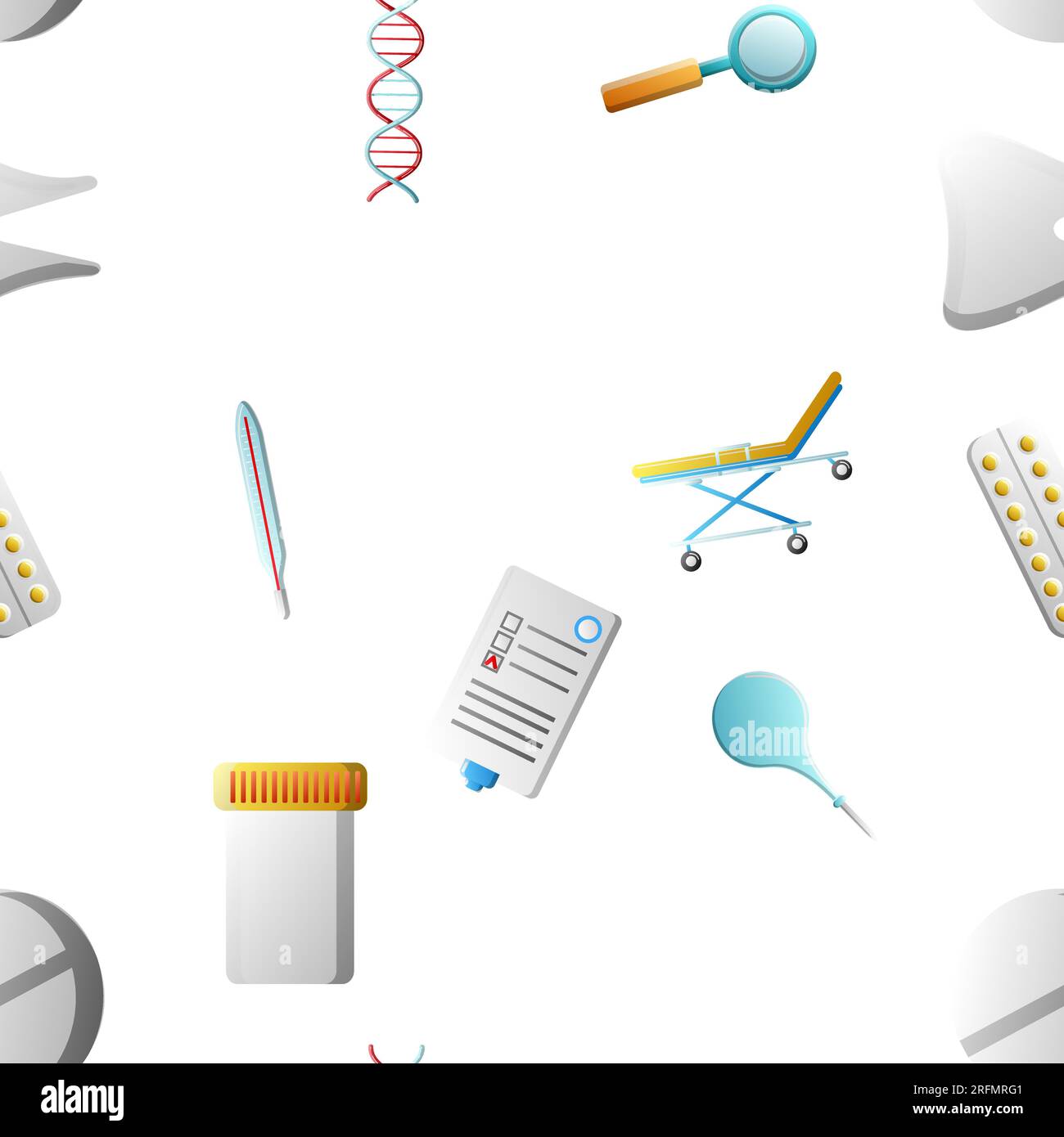 Endless seamless pattern of medical scientific medical objects icons ...