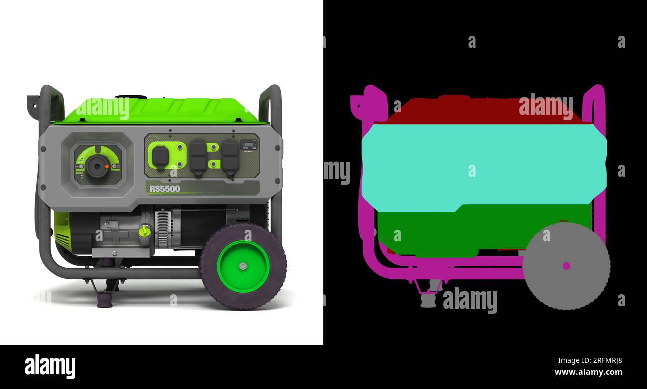 Modern compact electrical generator front view 3d render on white with ...