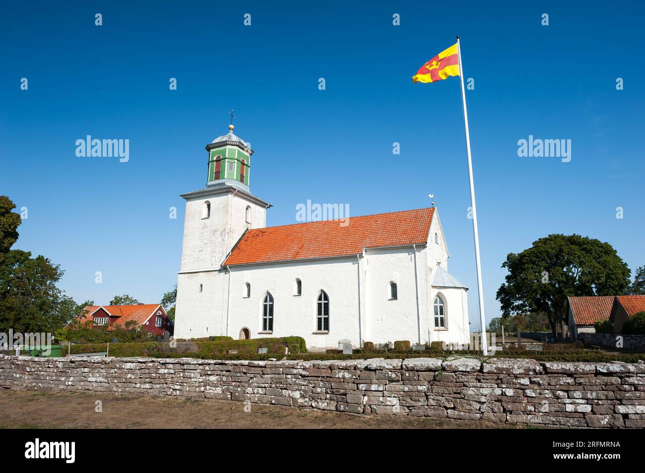 Church in Resmo, island of Öland, Kalmar County, Sweden Stock Photo - Alamy
