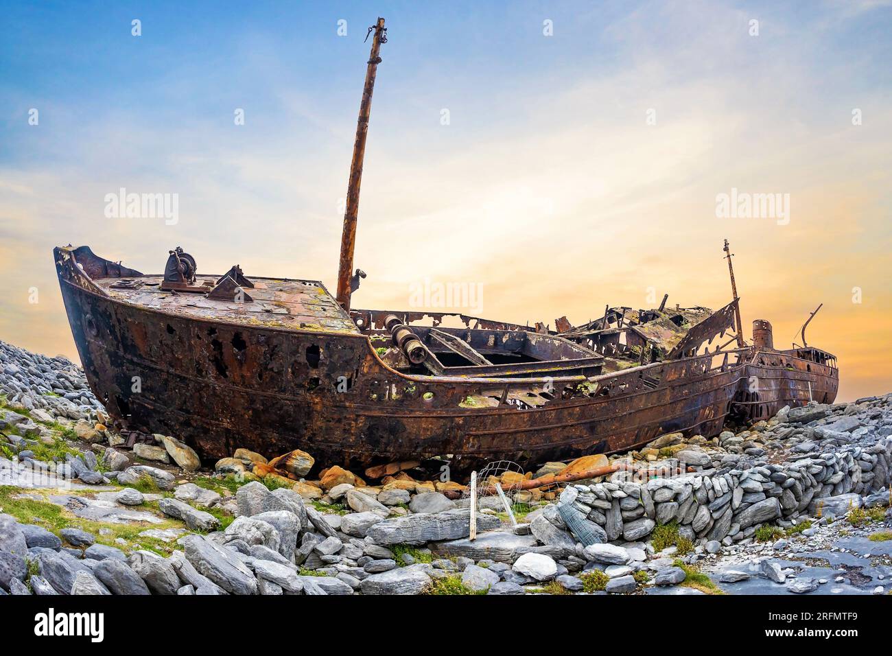 Famous shipwreck boat at Inisheer Aran Islands Ireland summer day Stock ...