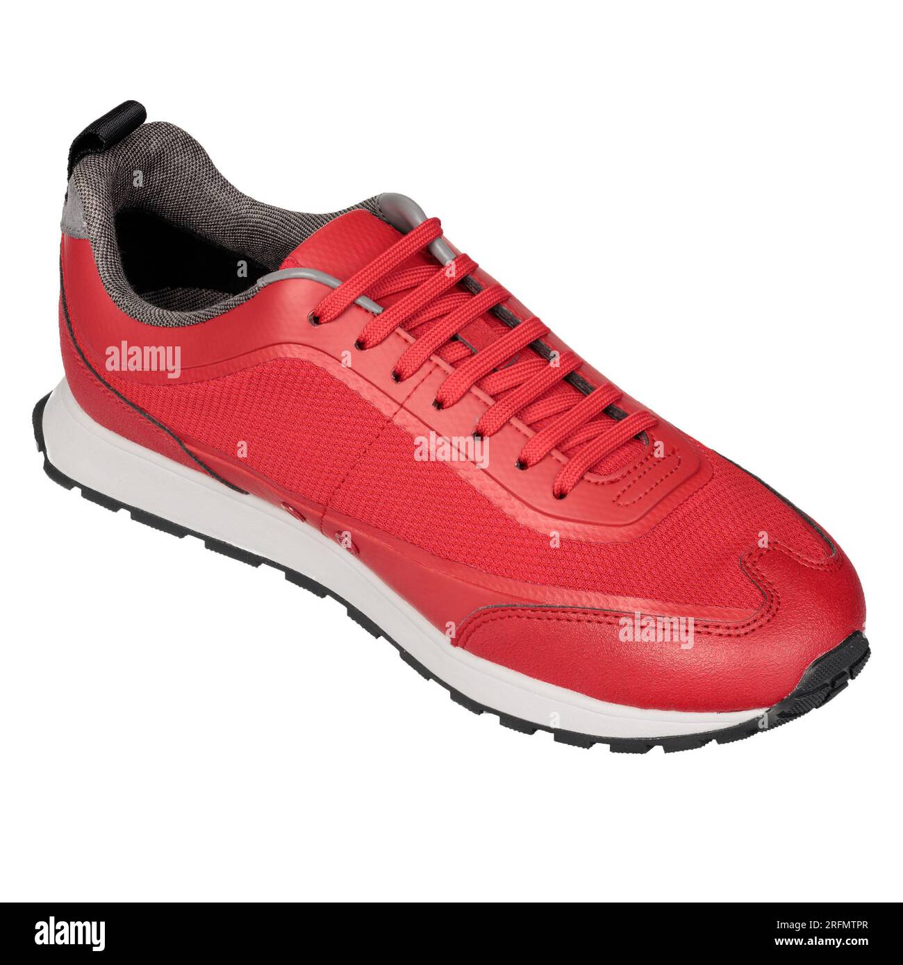 Sporty Red Leather Shoes Isolated Stock Photo - Alamy