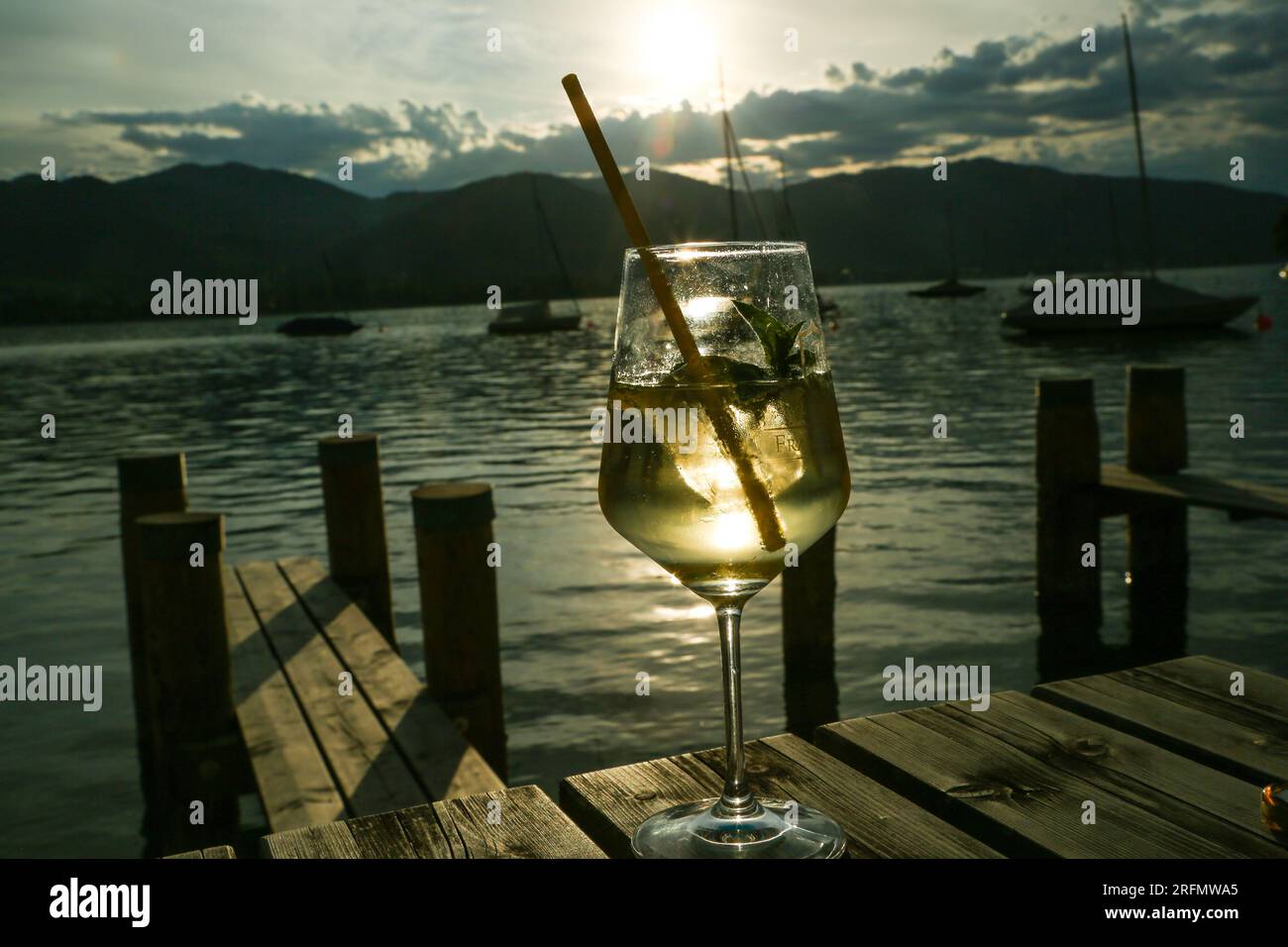 hugo, tegernsee, bavaria, germany, tourism, sundown, glass, cocktail ...