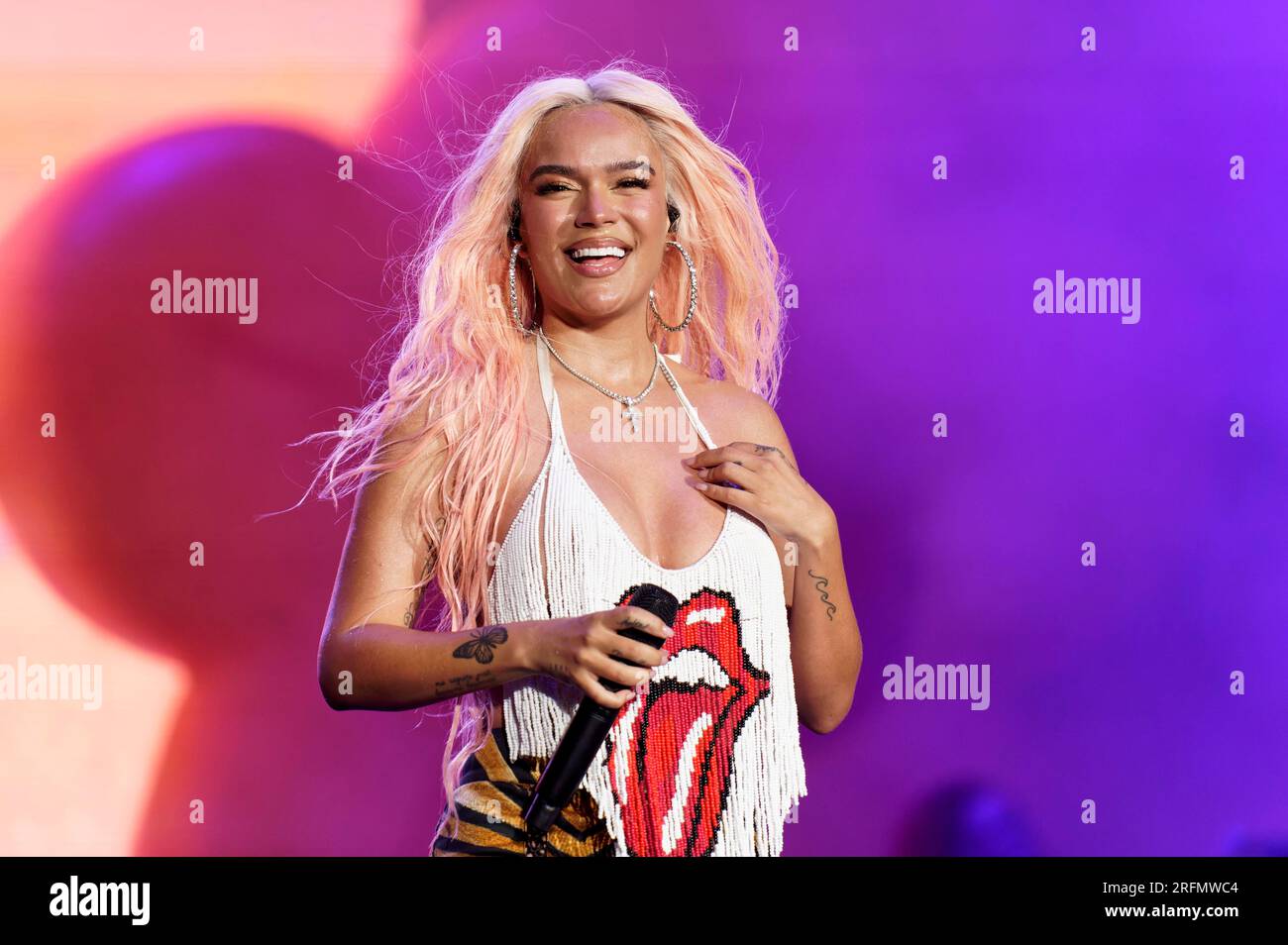 Karol G performs on day one of the Lollapalooza Music Festival on ...