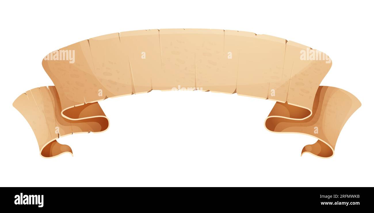 Parchment paper scroll ribbon, old vintage banner game ui element in ...