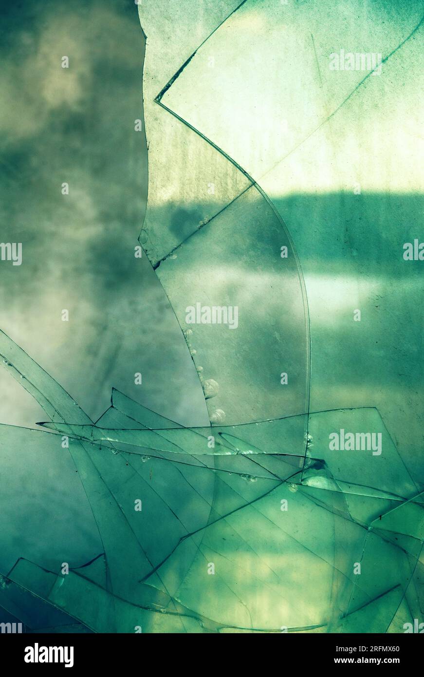 Modern unfigured glass and concrete (windows smashing). Cubic ...