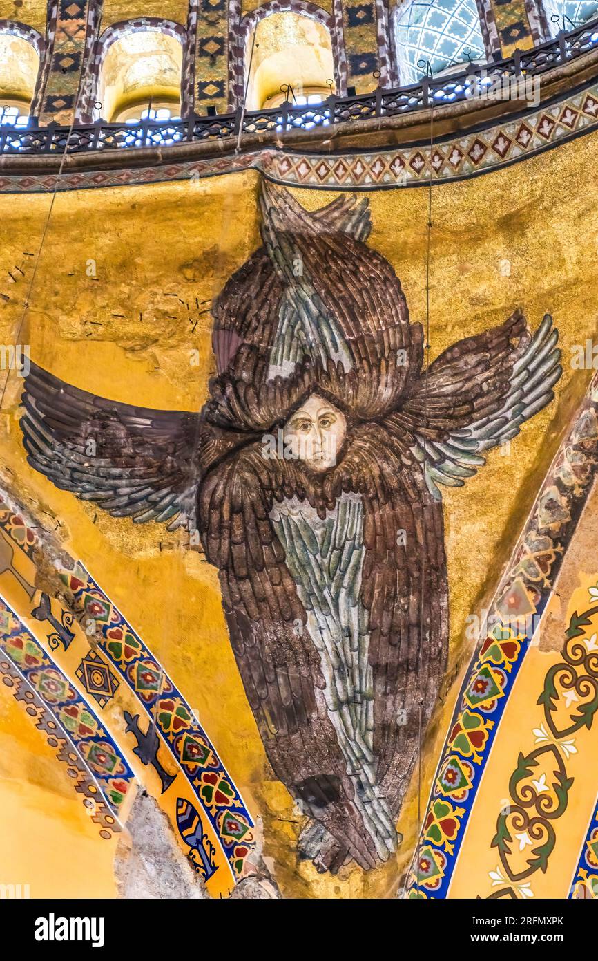 Seraph Angel Mosaic Dome Hagia Sophia Mosque Basilica Istanbul Turkey ...