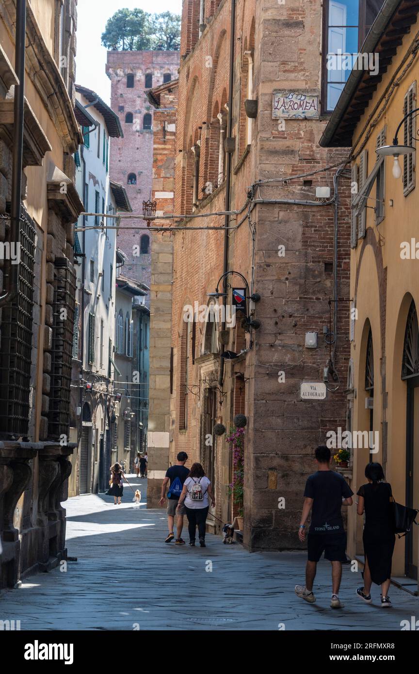 The 13th century built 45 metres tall Torre Guinigi (Guinigi Tower ...