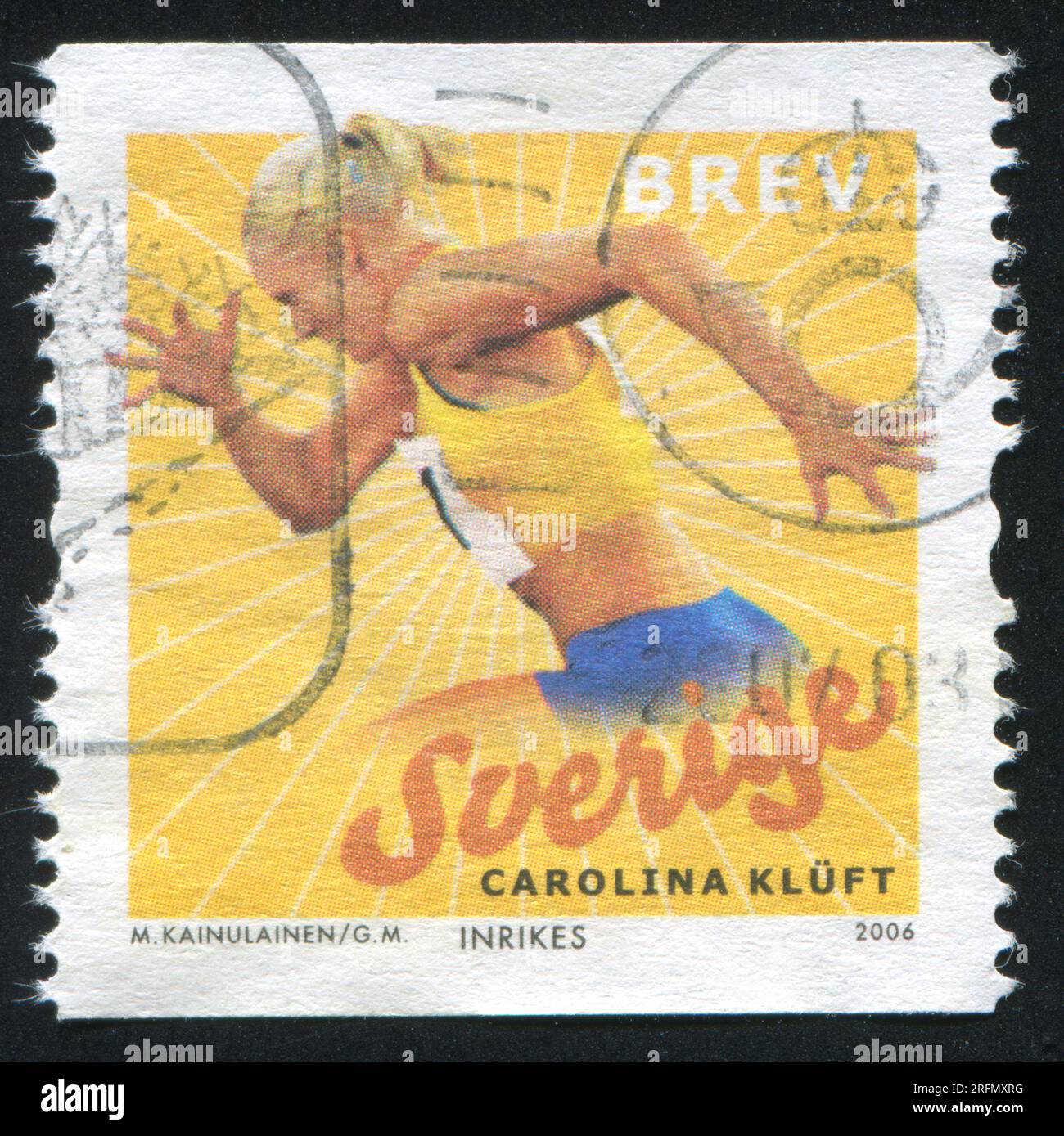 SWEDEN - CIRCA 2006: stamp printed by Sweden, shows Carolina Kluft ...