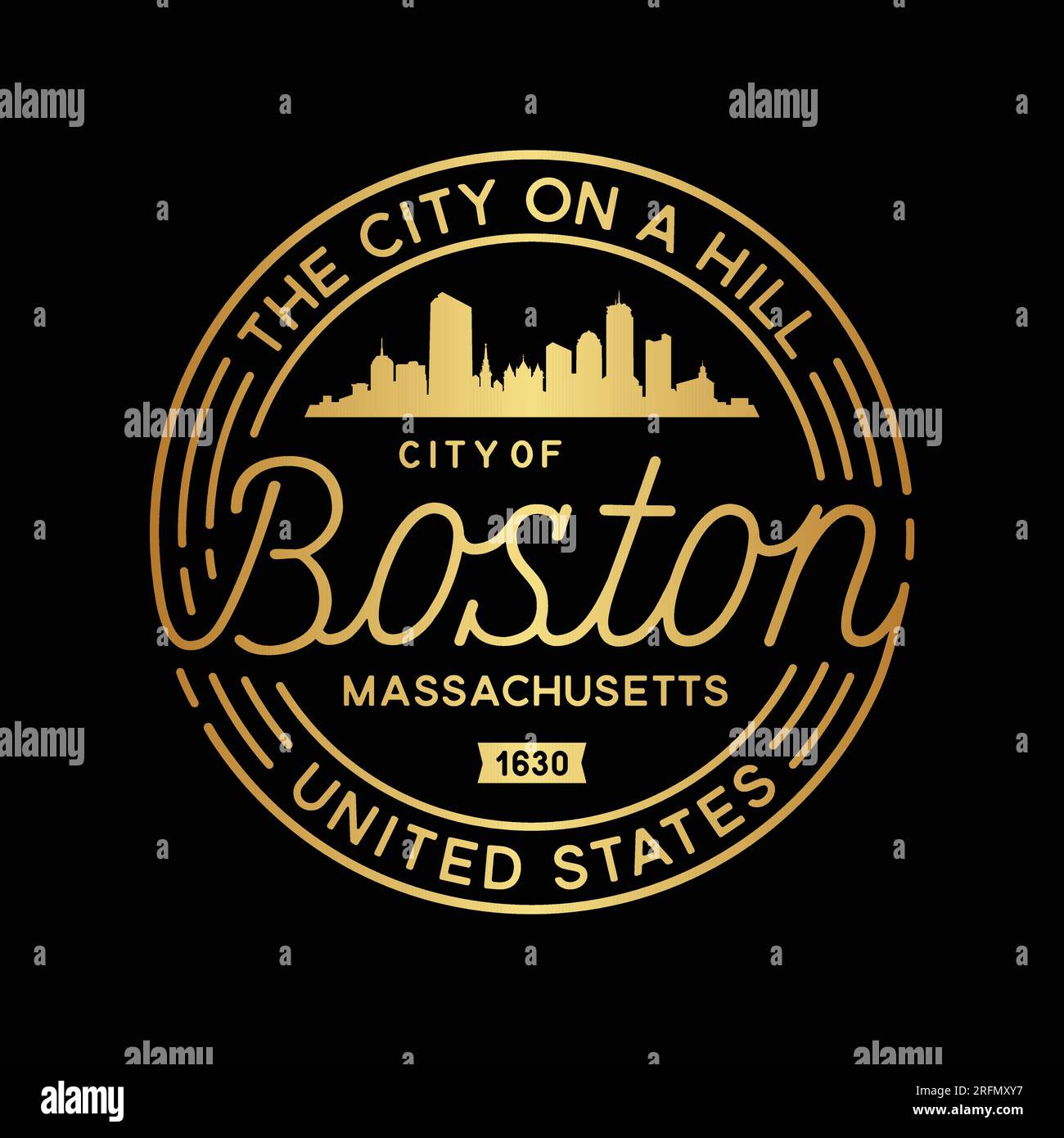 Massachusetts skyline city silhouette Stock Vector Images - Alamy