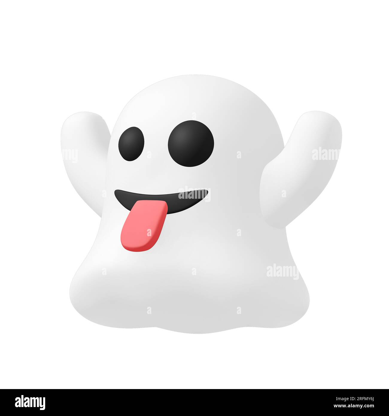 Clipping Path, Low poly cartoon ghost with mocking face, 3d rendering ...