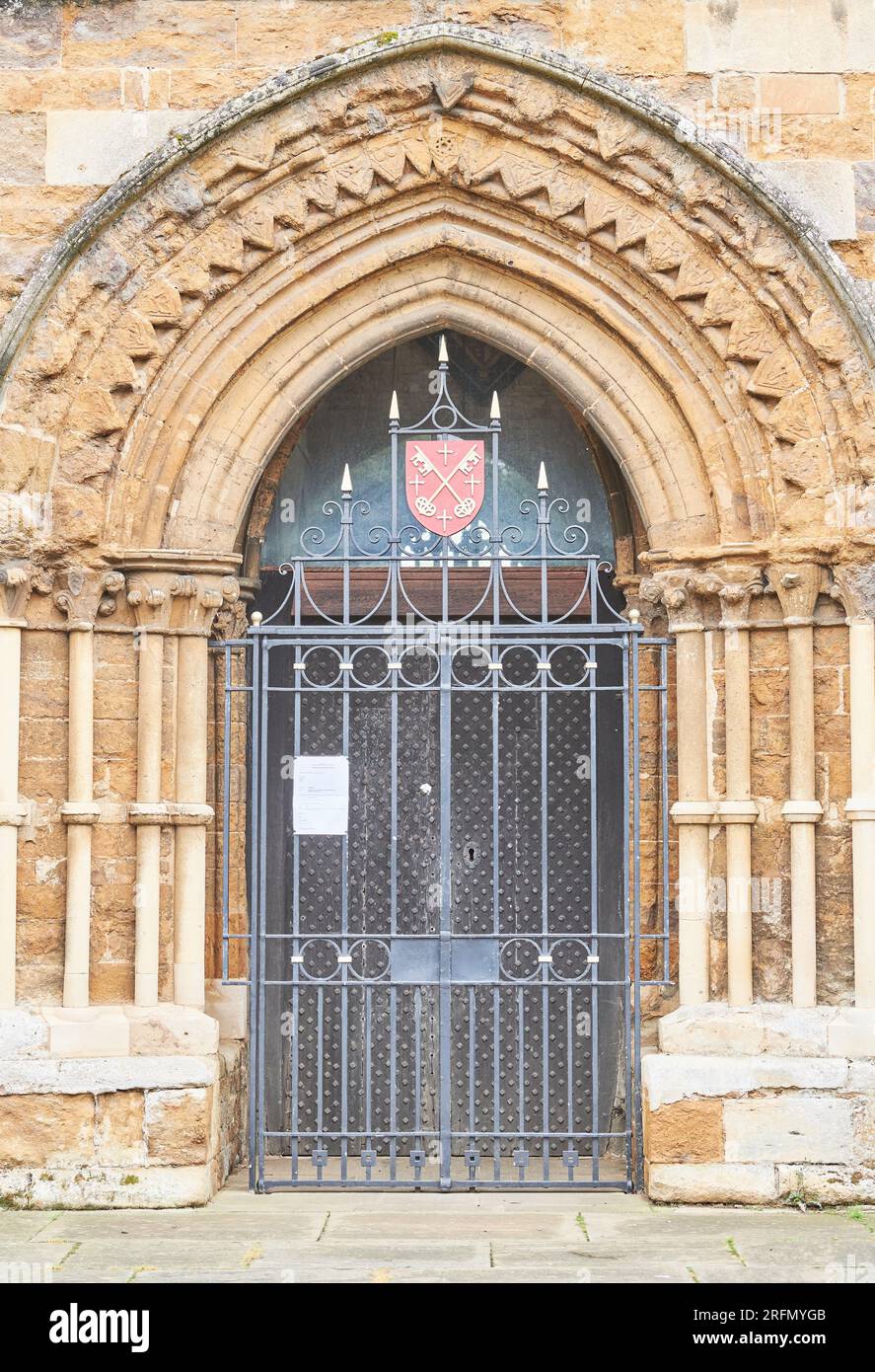 West entrance to Holy Trinity christian church, Rothwell, England ...