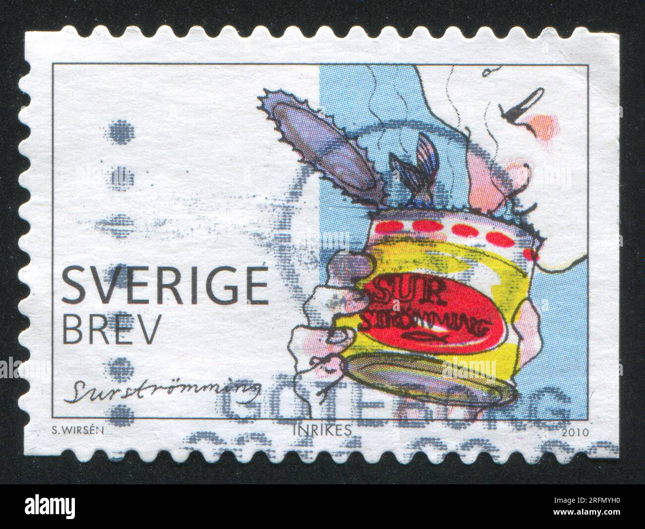 SWEDEN - CIRCA 2010: stamp printed by Sweden, shows Man with canned ...