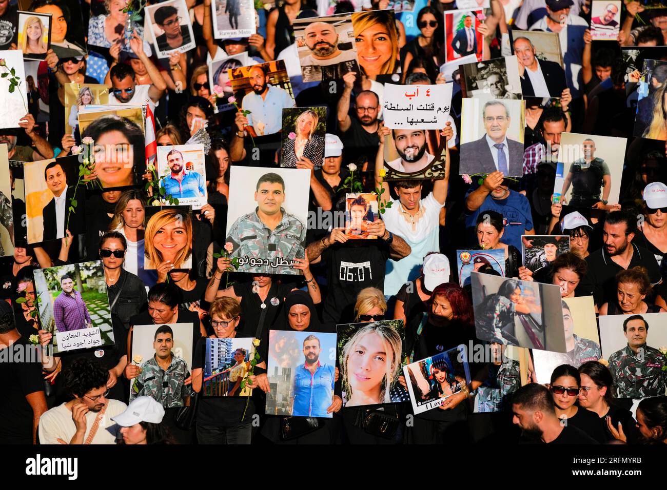 Relatives of victims of the deadly 2020 Beirut port explosion hold ...