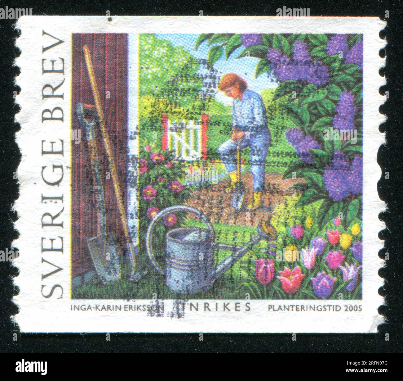 SWEDEN - CIRCA 2005: stamp printed by Sweden, shows Man tending ...