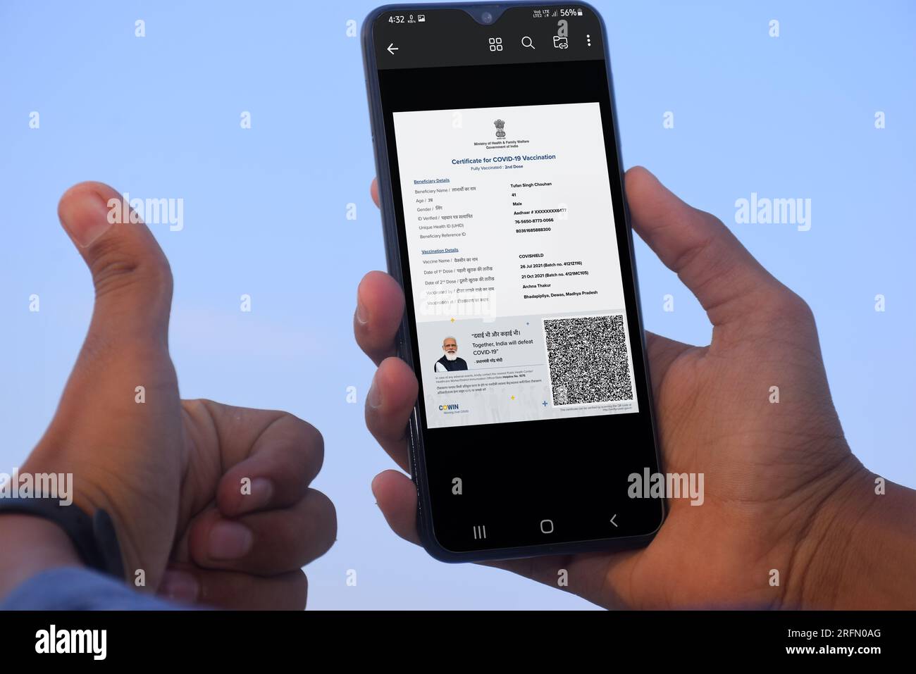 22-10-2021 Dewas, Madhya Prdesh, India. covid-19 vaccination online ...