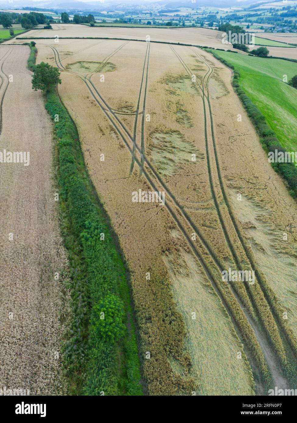 Aerial images of British farmland showing field boundaries and vehicle ...