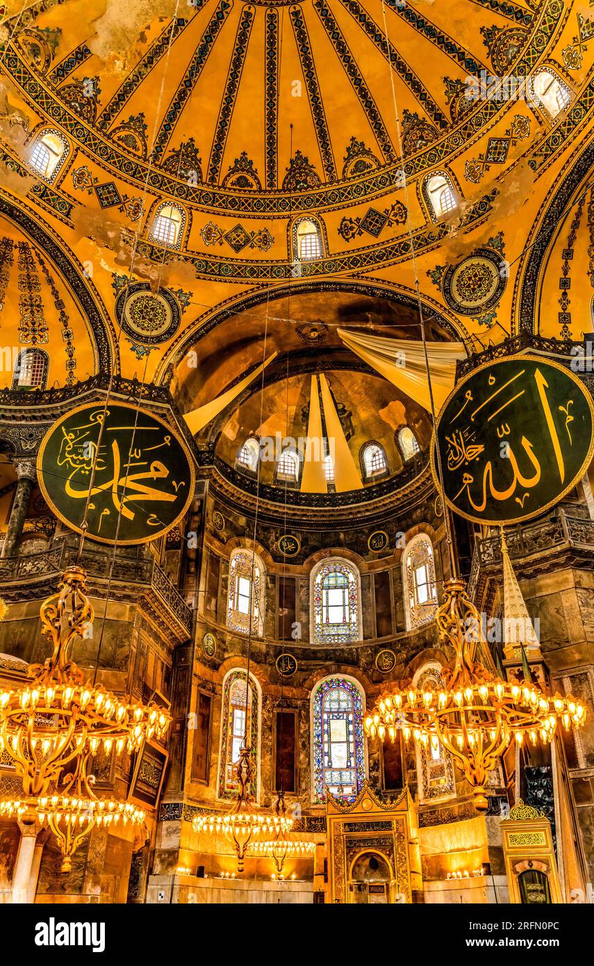 Hagia Sophia Mosque Illuminated Basilica Istanbul Turkey. Emperor ...