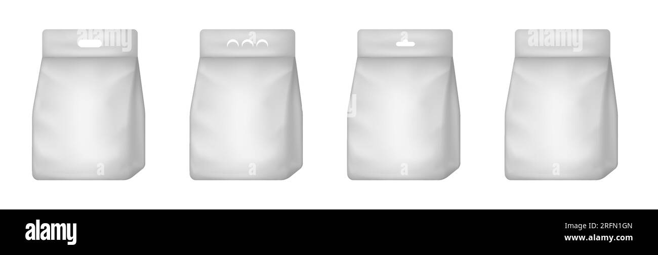 Washing powder packs and bags, laundry detergent package mockup set ...