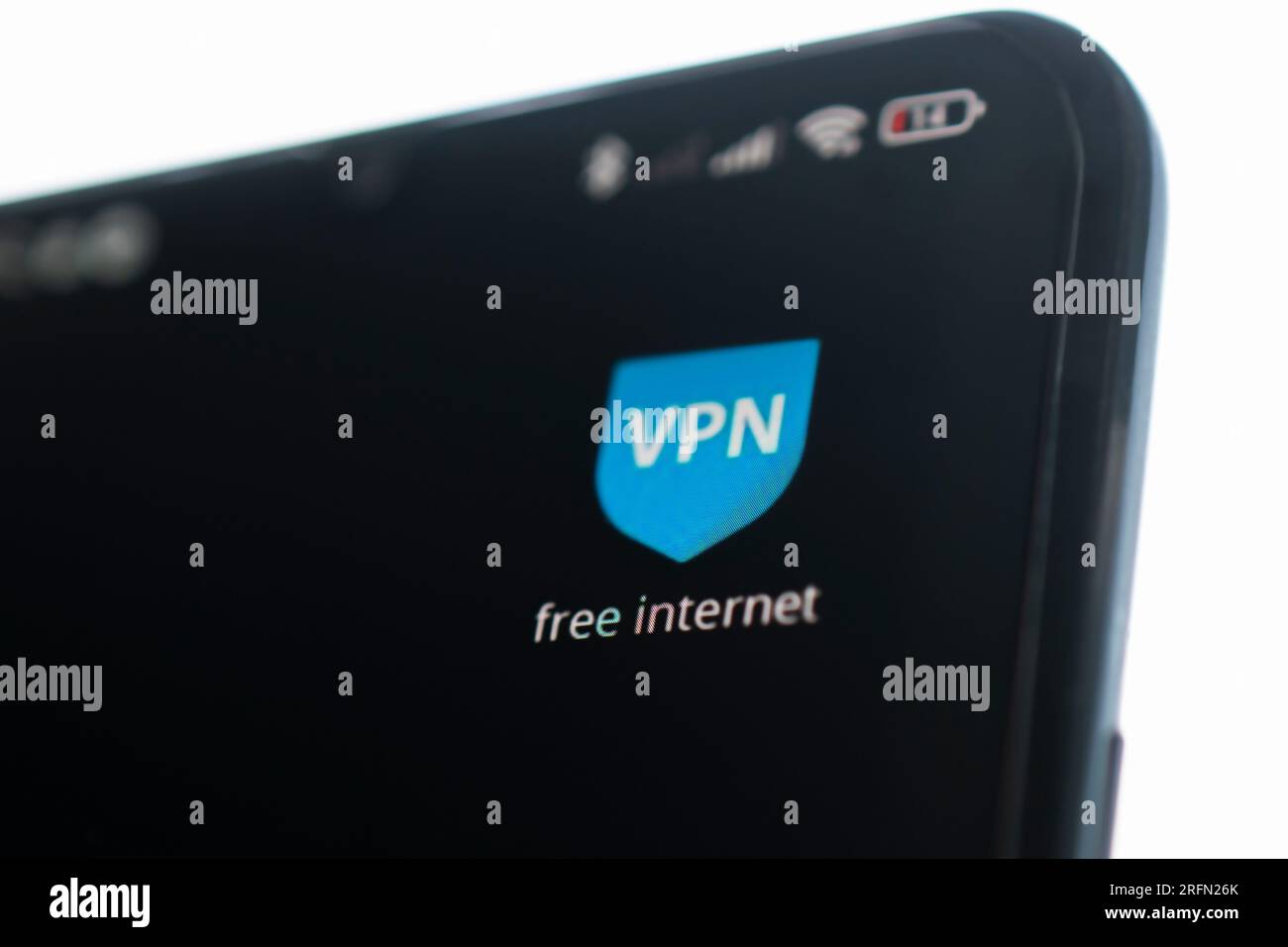 uses VPN application on smartphone. Virtual private network, anonymous, safe and secure internet ...