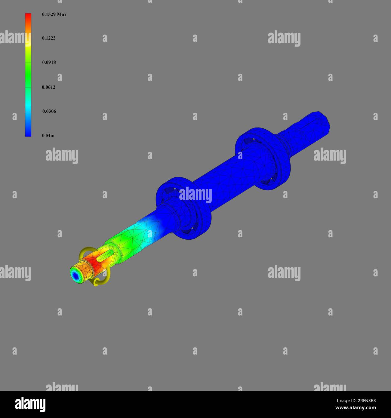 FEM analysis, finite element analysis, of axle with bearing, rotation ...