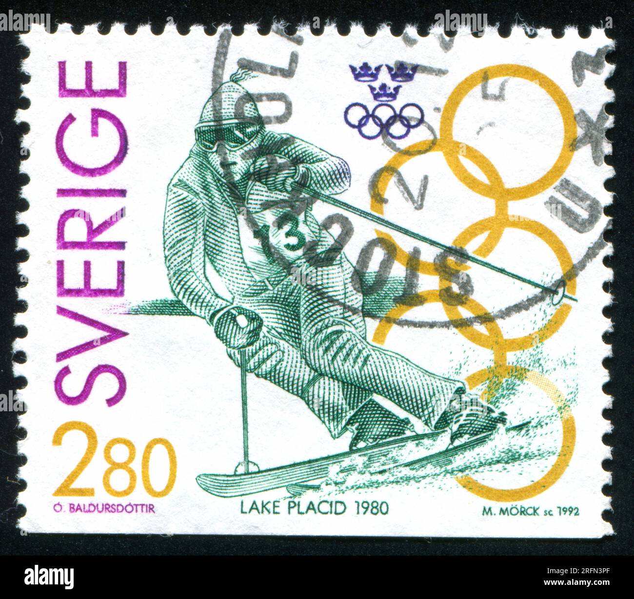 SWEDEN - CIRCA 1992: stamp printed by Sweden, shows Ingemar Stenmark ...
