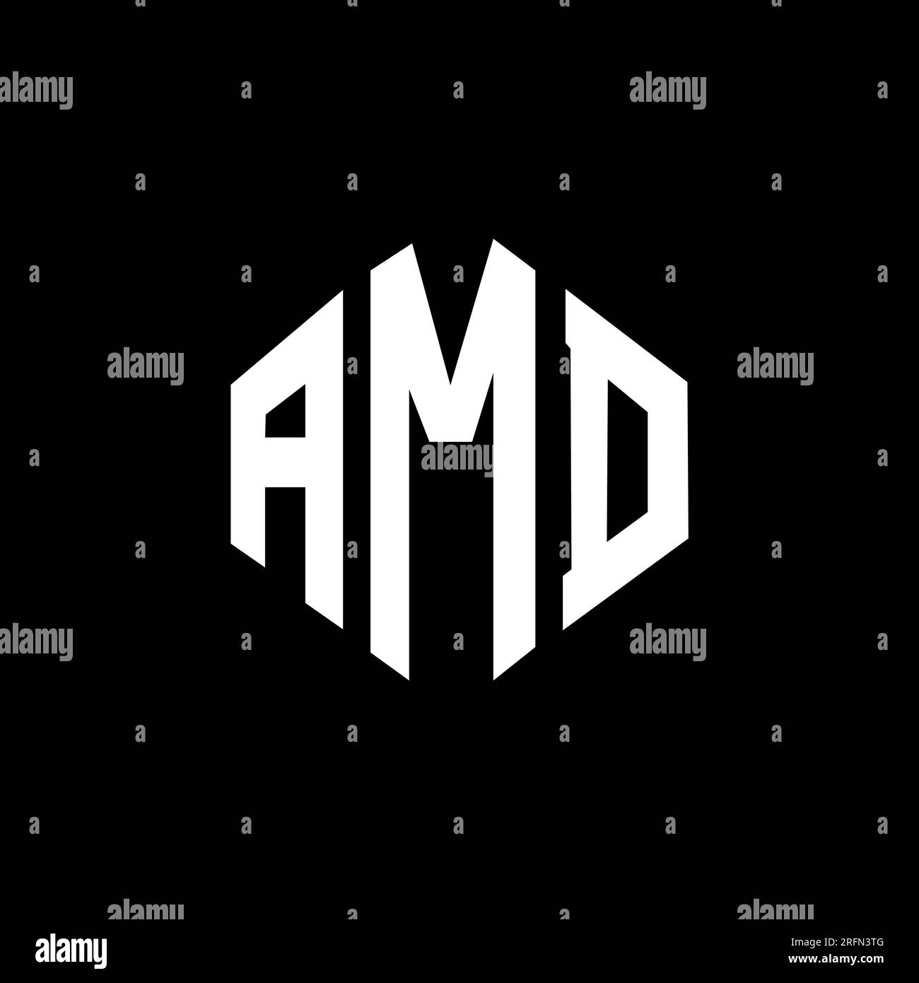 AMD letter logo design with polygon shape. AMD polygon and cube shape ...