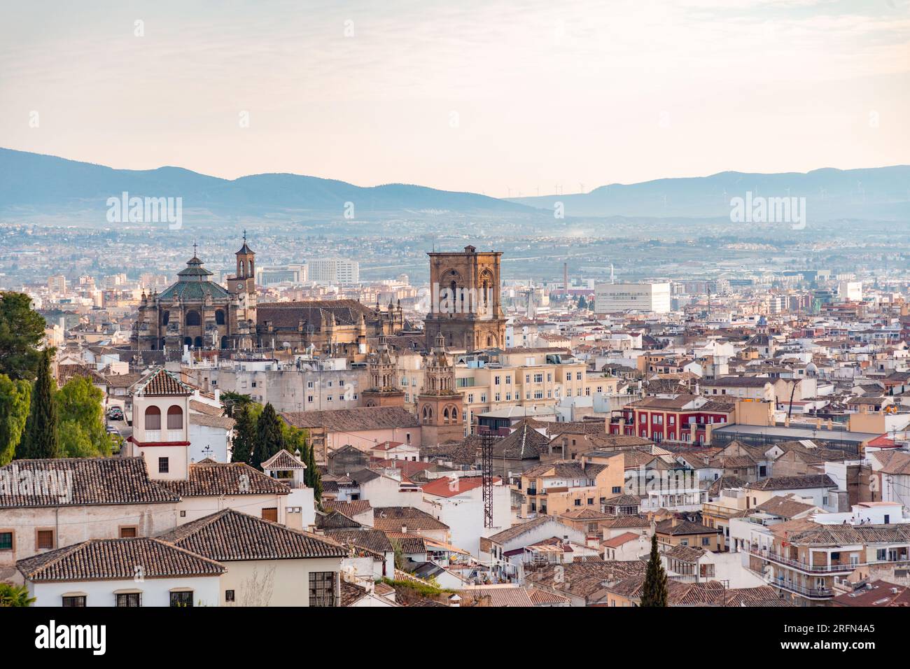 Granada, Spain - February 23, 2022: Aerial view of the buildings in the ...