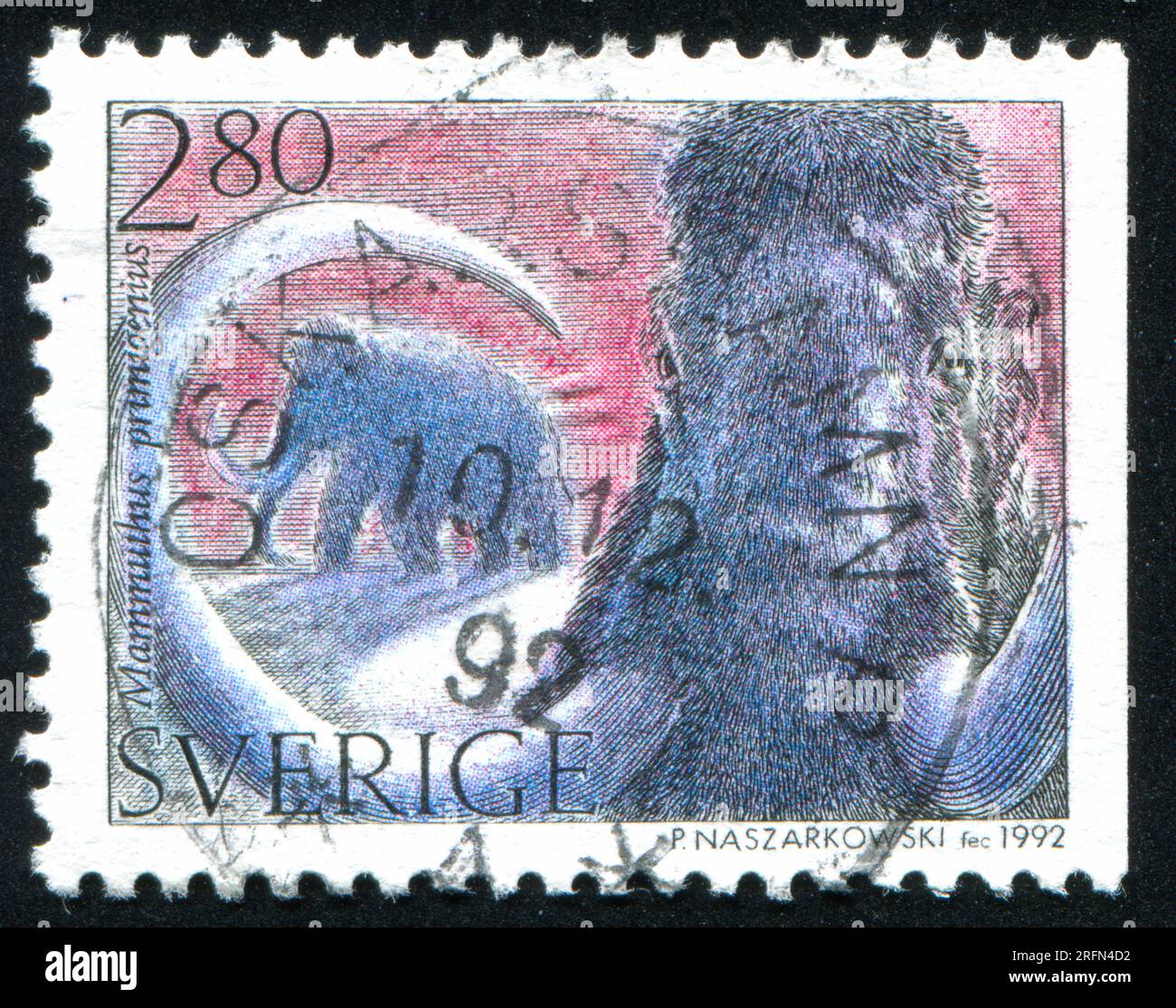 SWEDEN - CIRCA 1992: stamp printed by Sweden, shows Woolly mammoth ...
