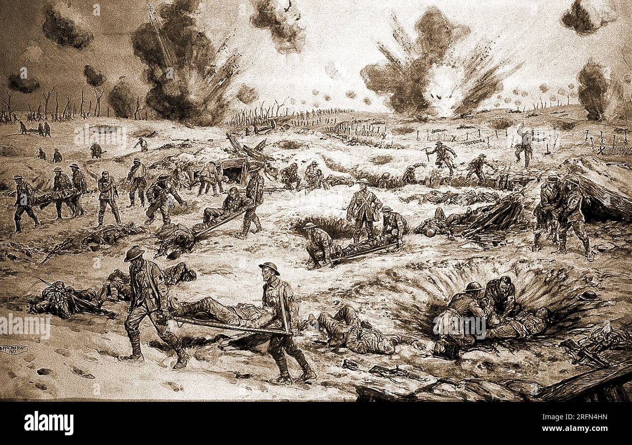 World War I orderlies of the Royal Army Medical Corps attending to the ...