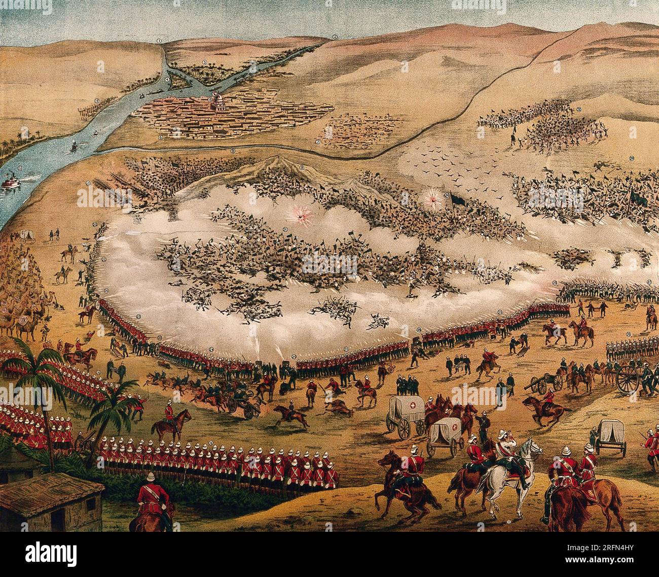 Battle of Omdurman, Sudan, September 2, 1898. Troops are massing and ...