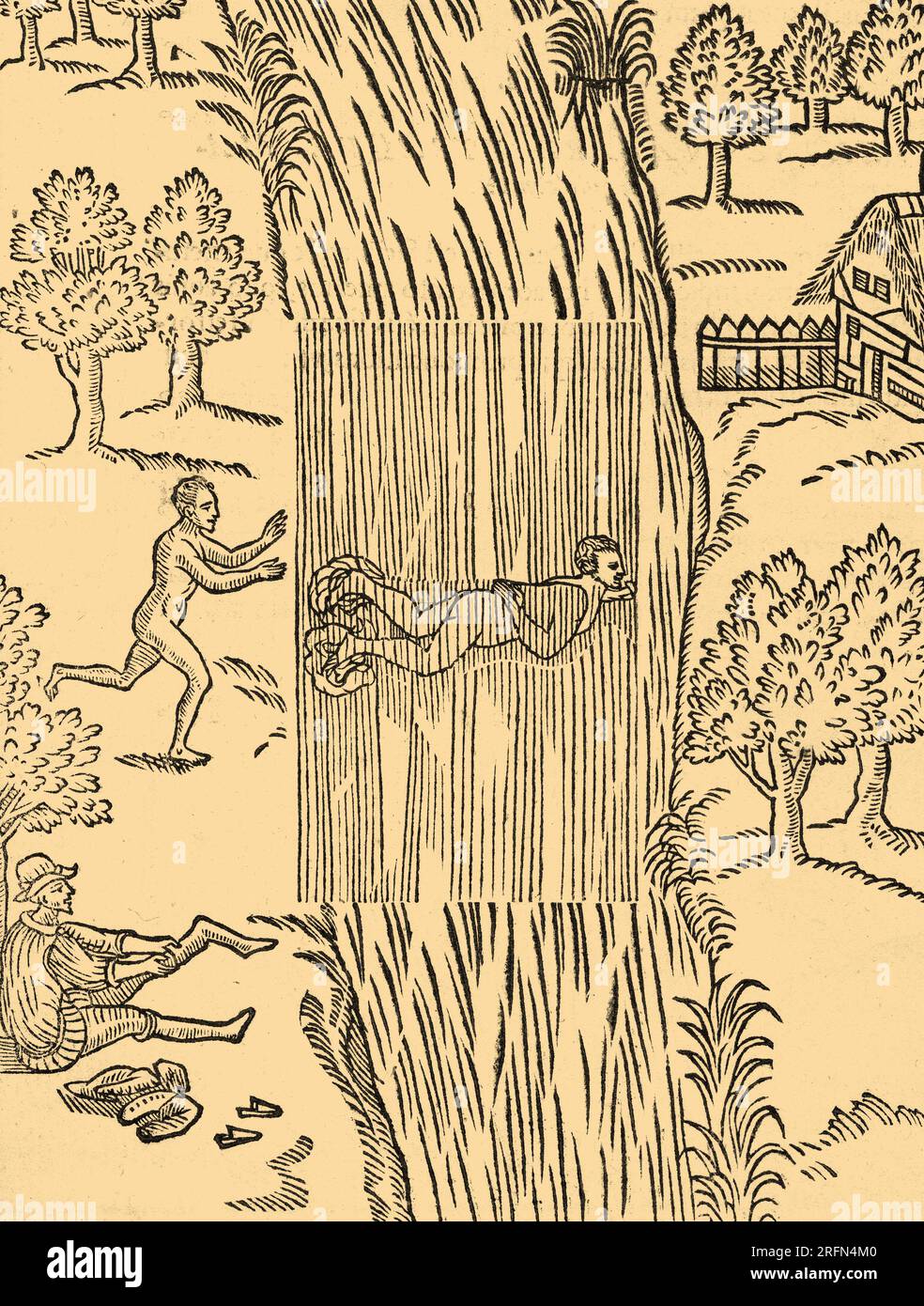 Illustration from the first English book on the art of swimming, with ...