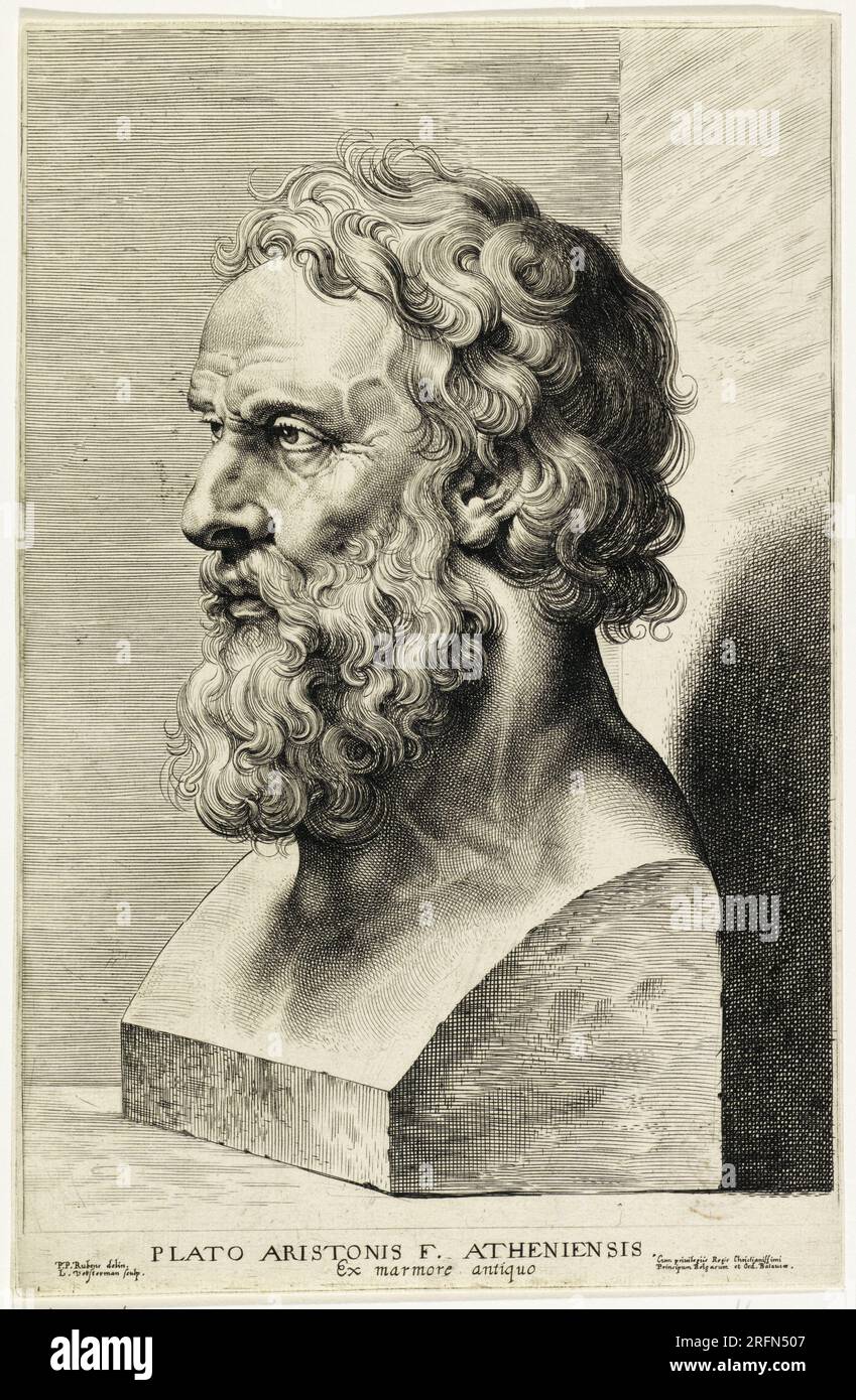 Plato (c.428 BC-c.347 BC), Ancient Greek philosopher. Artwork by Lucas ...
