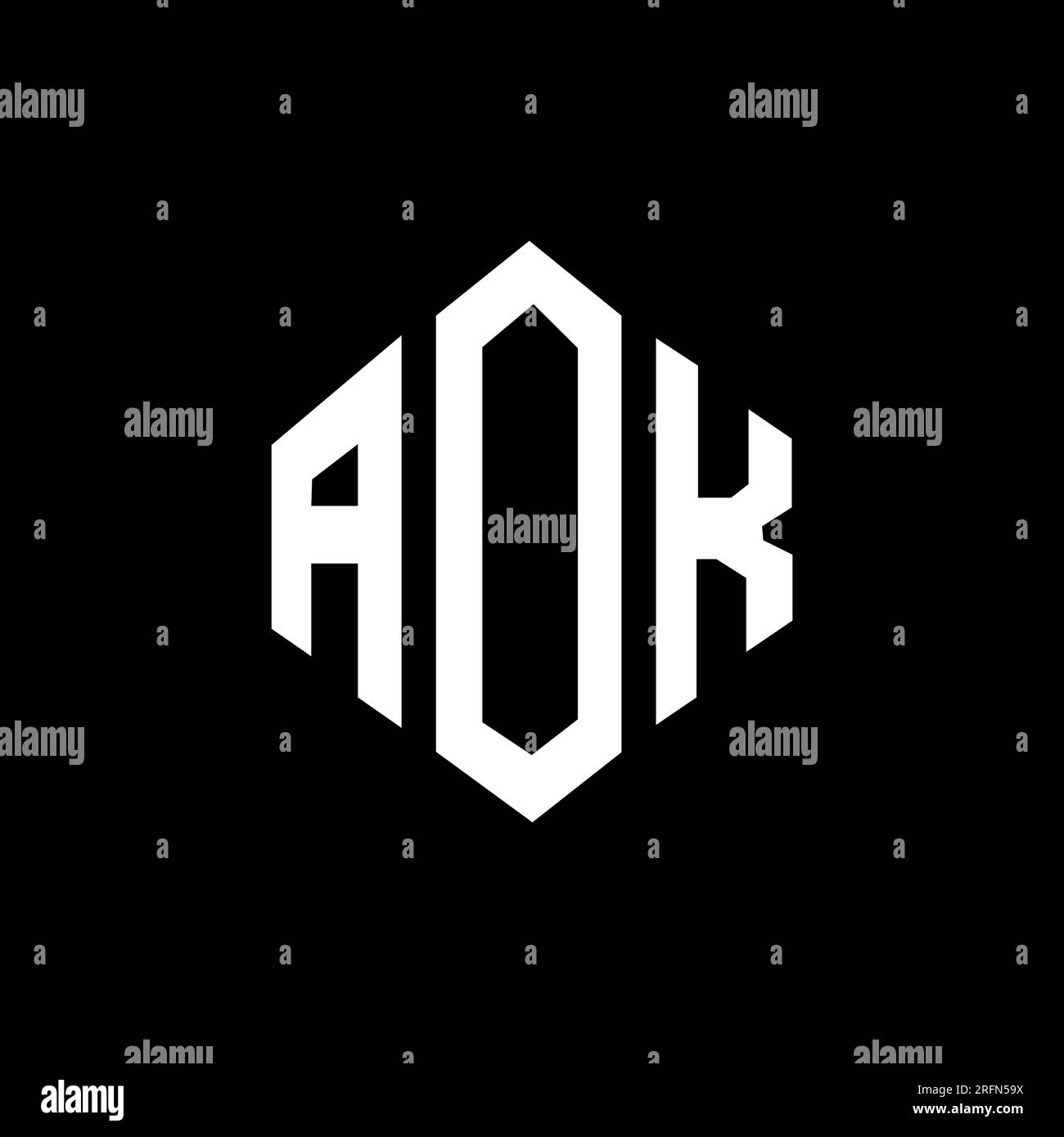 AOK letter logo design with polygon shape. AOK polygon and cube shape logo design. AOK hexagon ...